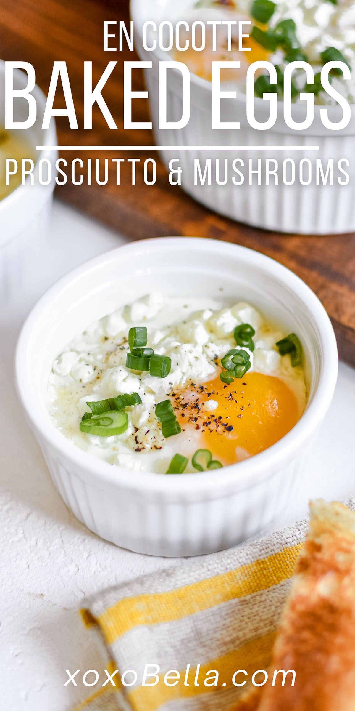 Baked Eggs en Cocotte with Prosciutto and Mushrooms - xoxoBella