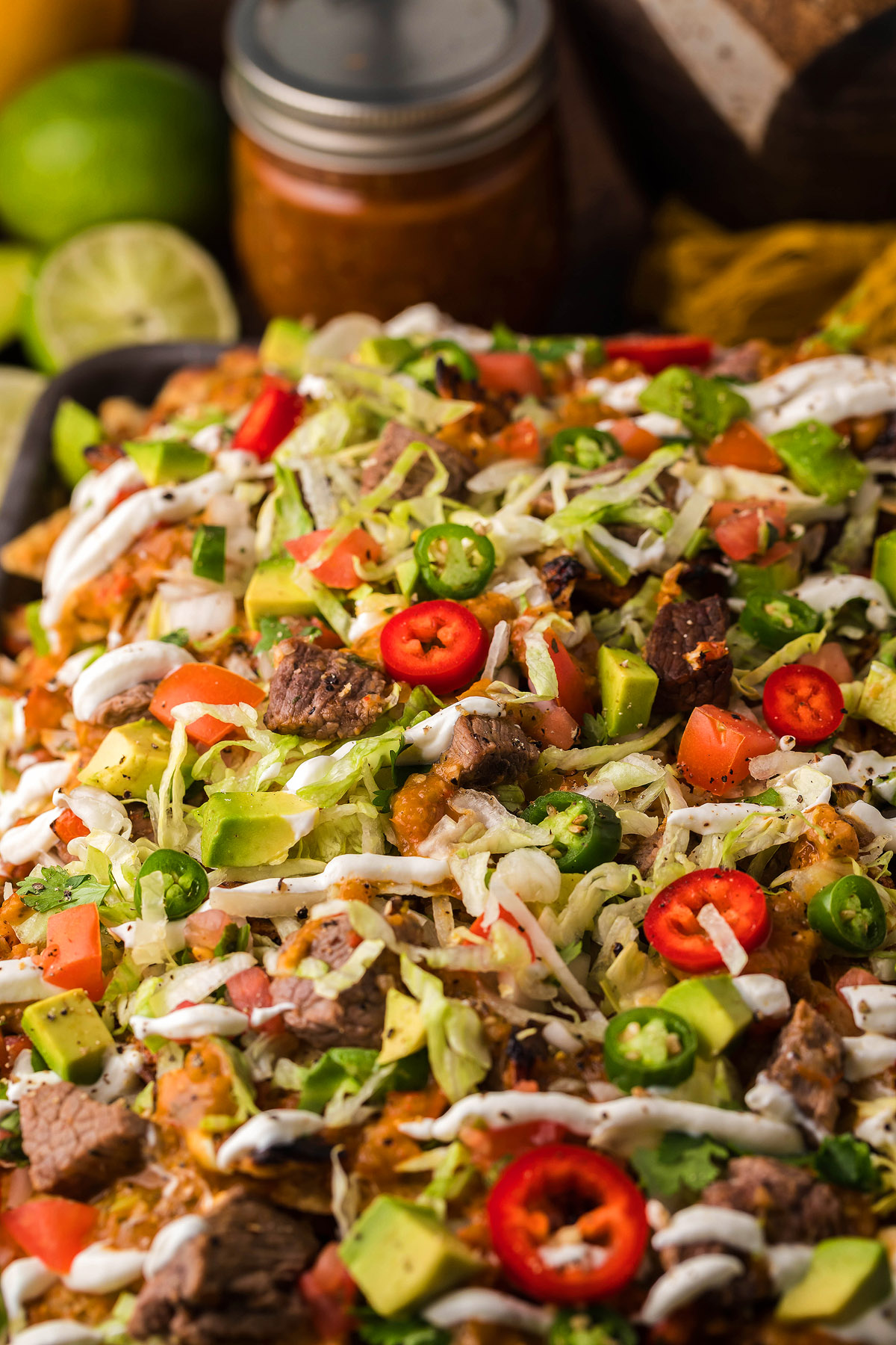 Seared Steak Nachos with Tomatillo Serrano Salsa - xoxoBella