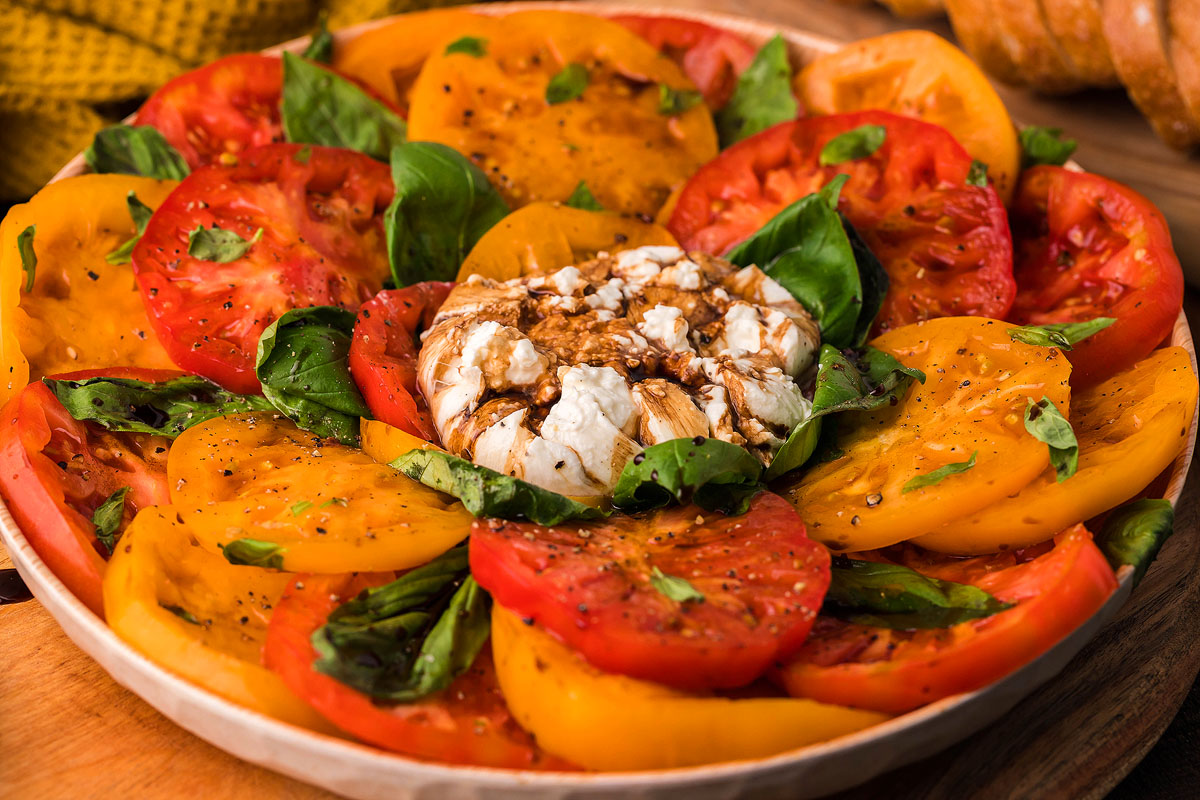 Heirloom Italian Burrata Caprese Salad - xoxoBella