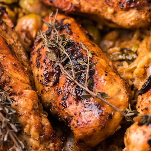 One Pot Chicken and Rice with Brussels Sprouts and Bacon - xoxoBella