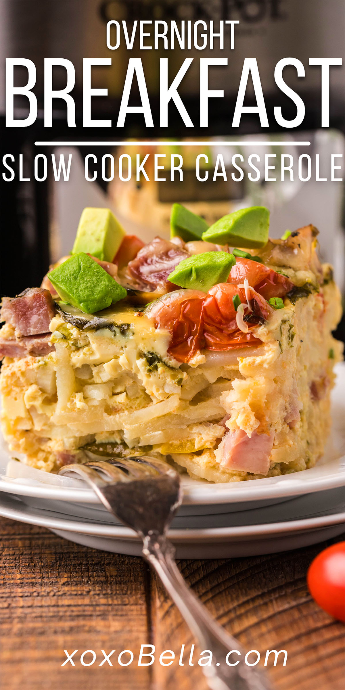 Slow Cooker Overnight Breakfast Casserole - xoxoBella