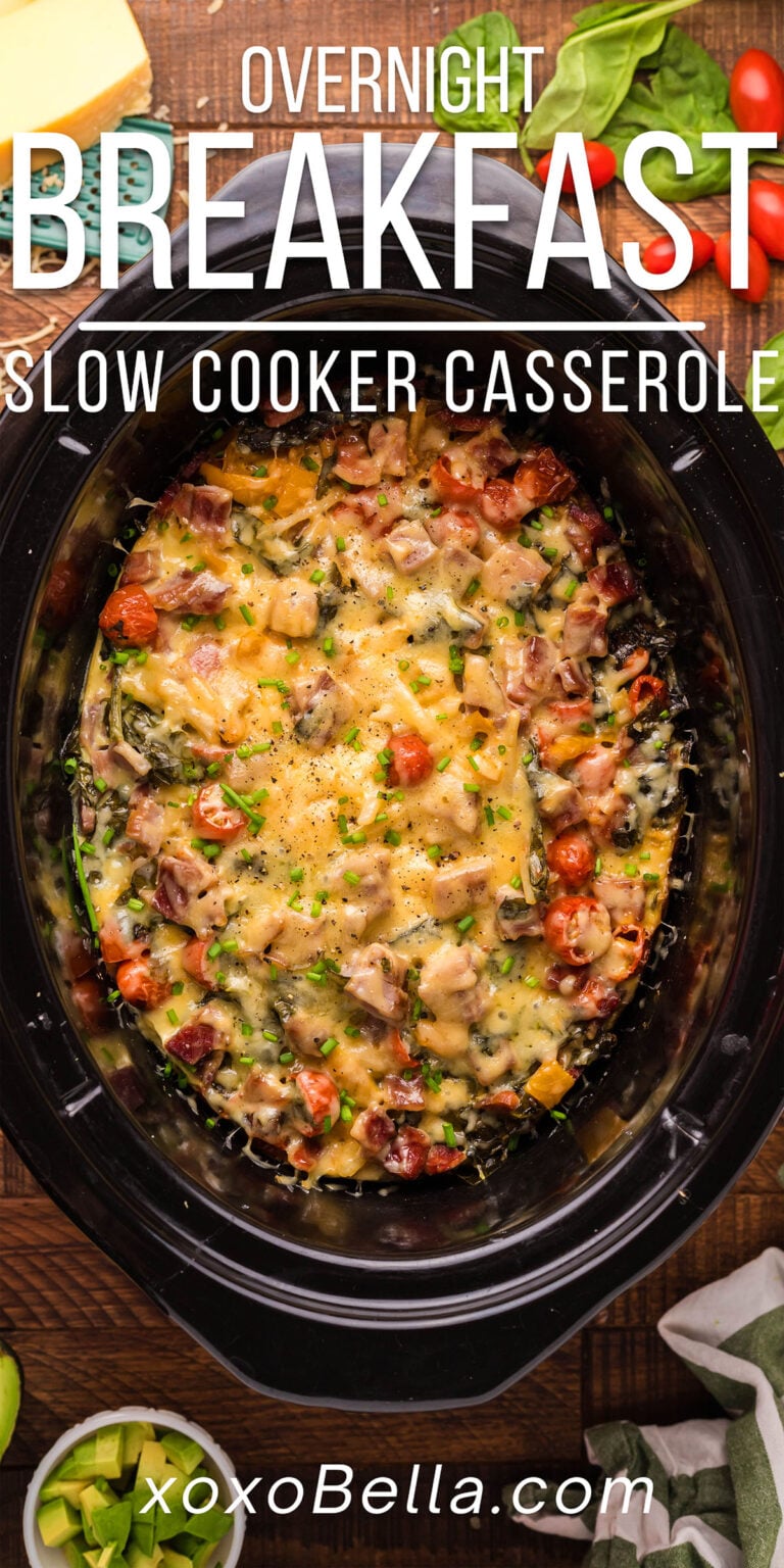 Slow Cooker Overnight Breakfast Casserole - xoxoBella