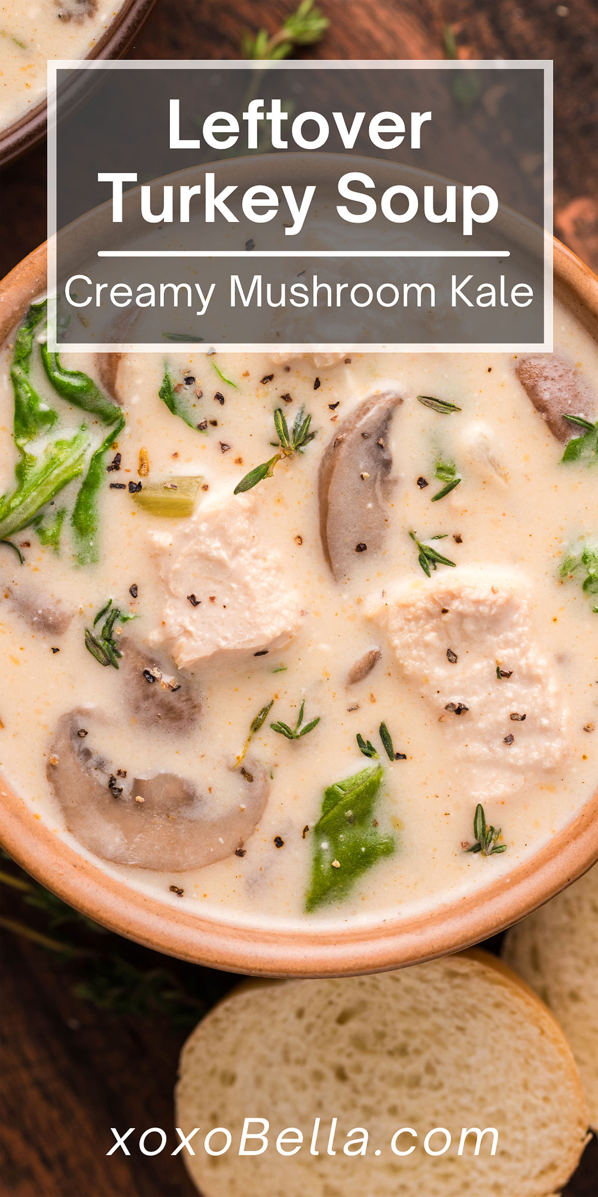 Creamy Mushroom Kale Turkey Soup - xoxoBella