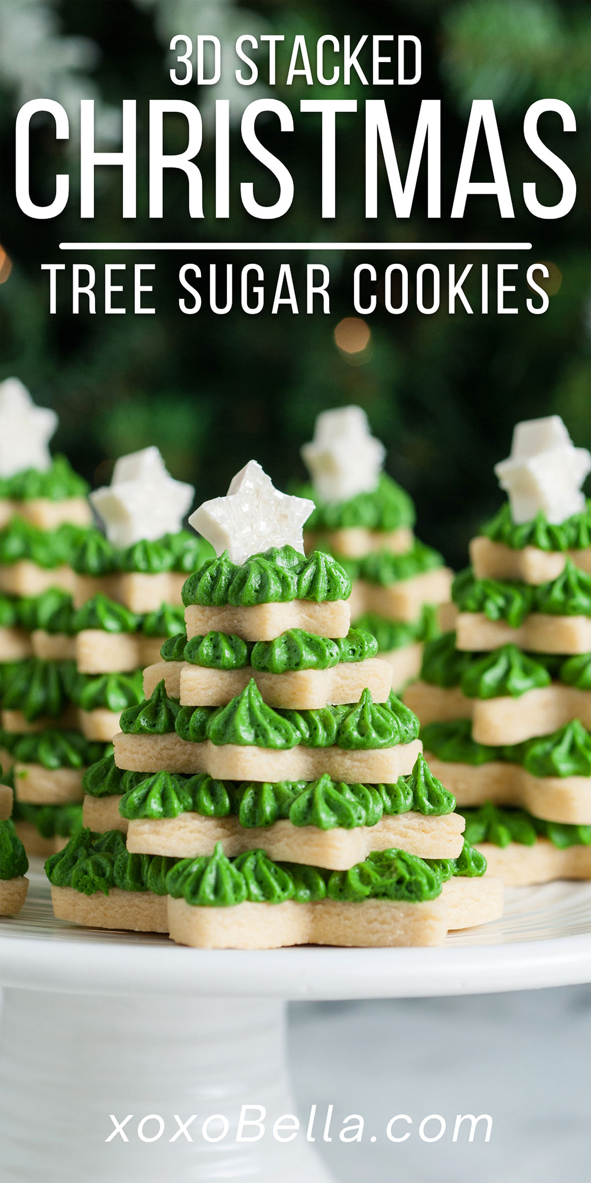 3D Christmas Tree Sugar Cookies - xoxoBella