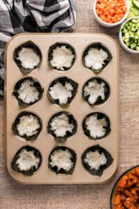 Baked Salmon Sushi Muffins - xoxoBella