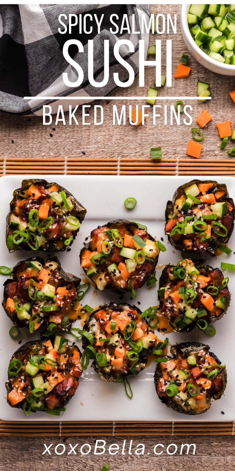 Baked Salmon Sushi Muffins - xoxoBella