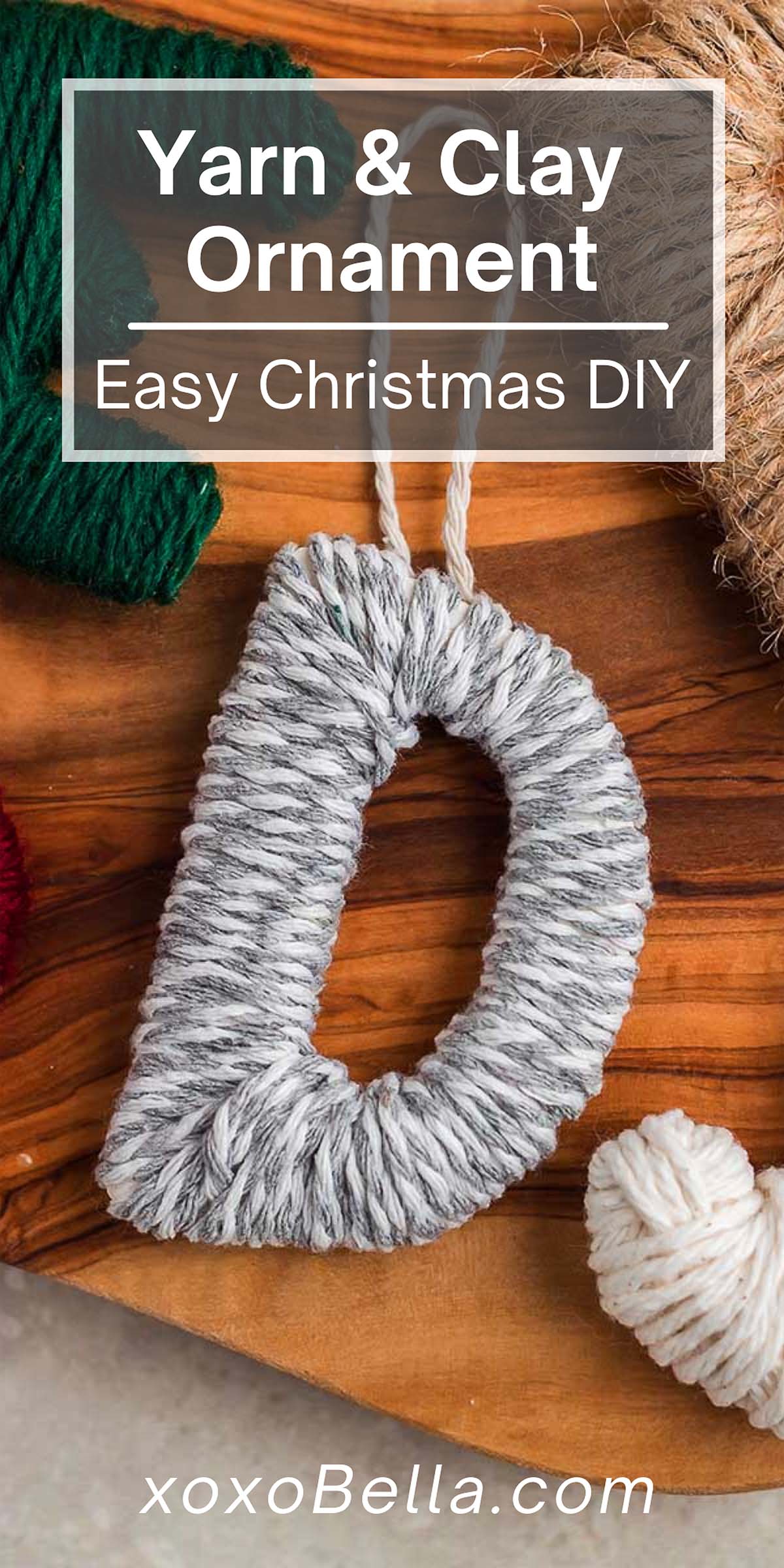 DIY Yarn Wrapped Letter Ornament and Gift Tags - xoxoBella