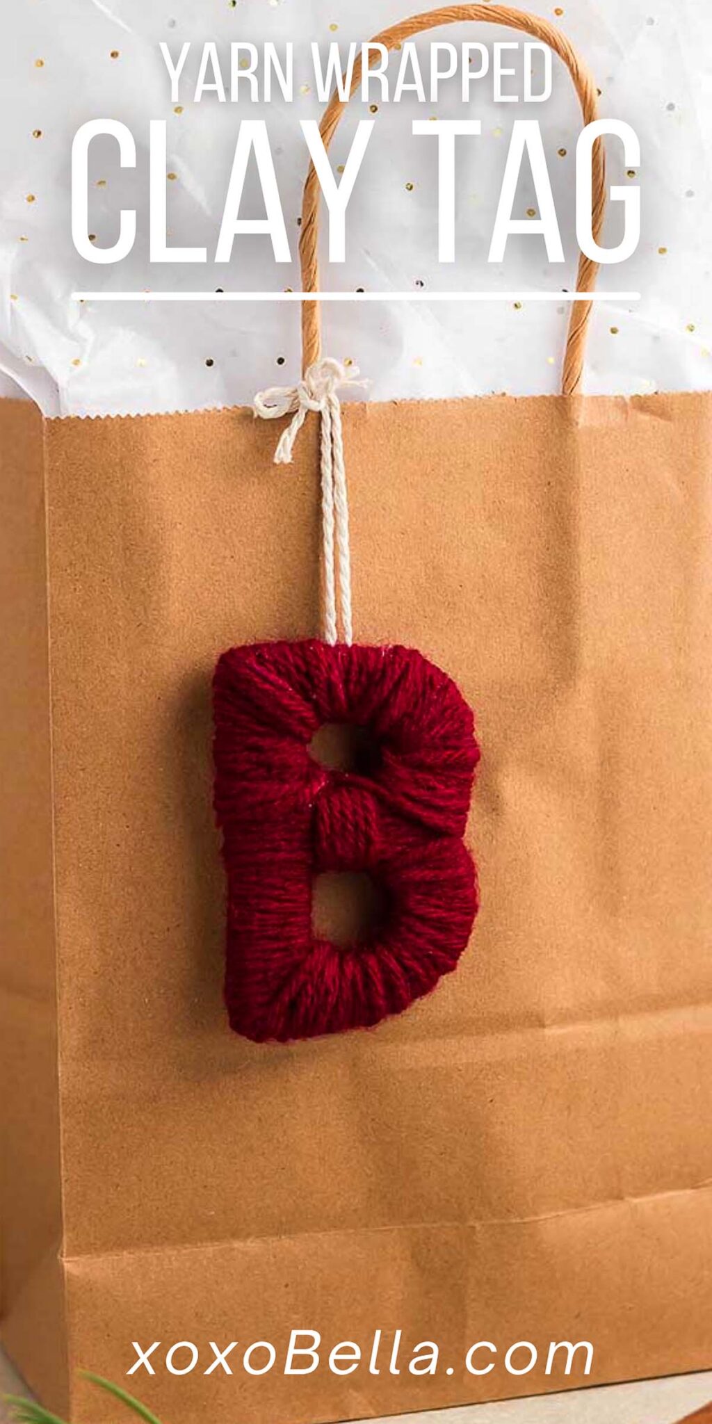 DIY Yarn Wrapped Letter Ornament and Gift Tags - xoxoBella