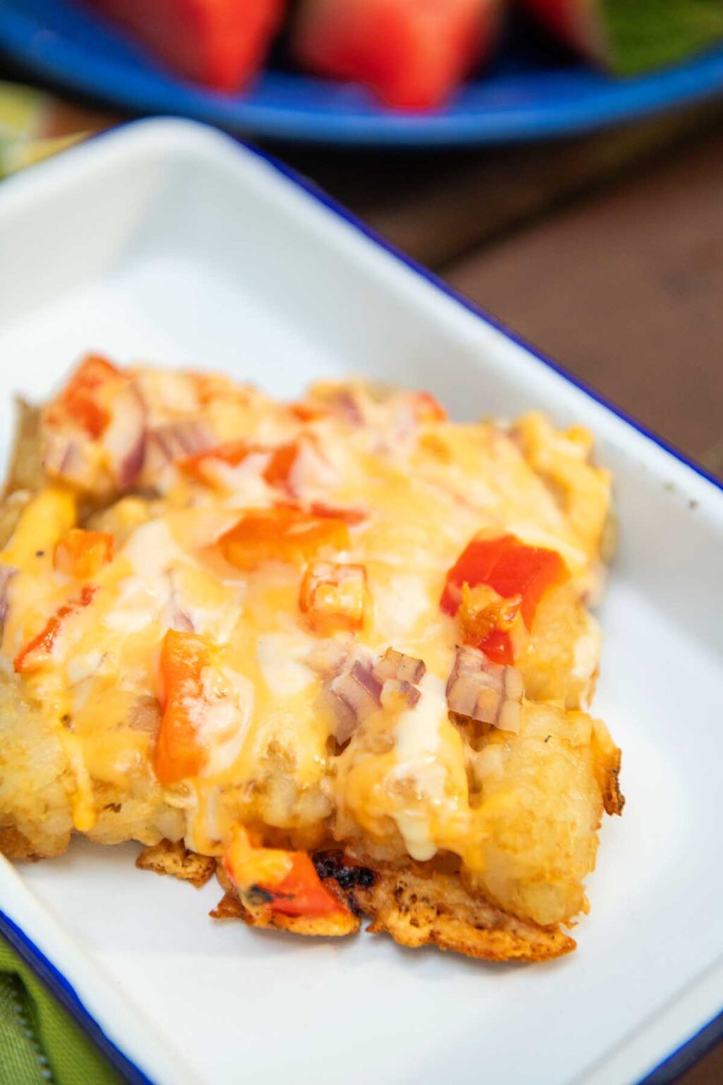 Pie Iron Cheesy Tater Tots - xoxoBella