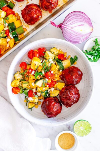 Sheet Pan BBQ Meatballs - xoxoBella