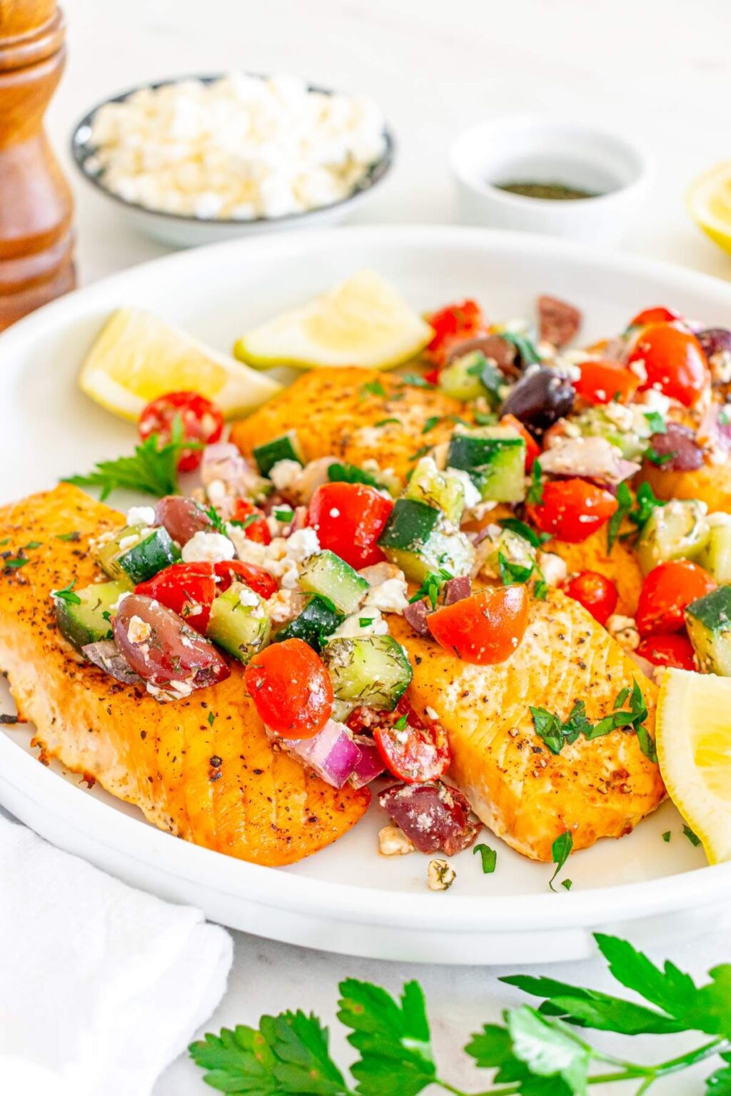 Baked Salmon With Greek Salsa - xoxoBella