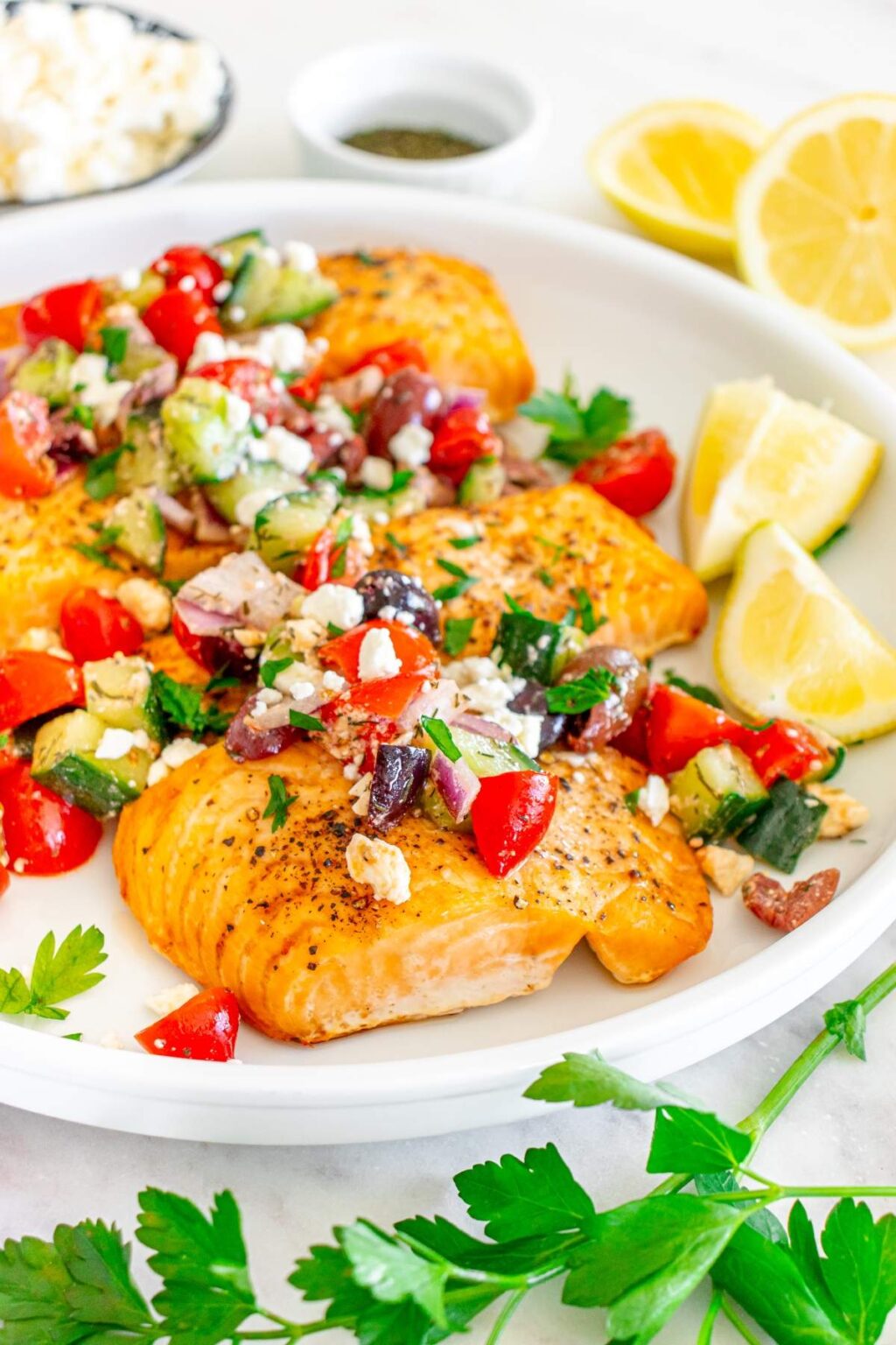 Baked Salmon With Greek Salsa - xoxoBella
