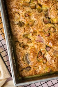 Old Fashioned Rhubarb Custard Cake - xoxoBella