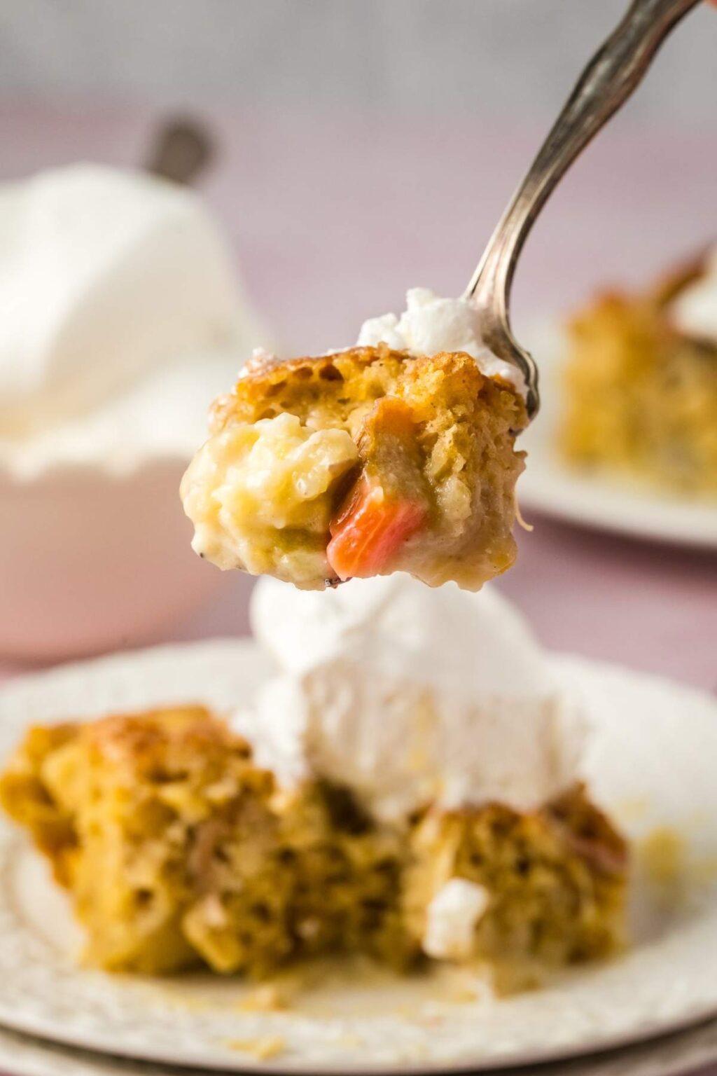 Old Fashioned Rhubarb Custard Cake - xoxoBella