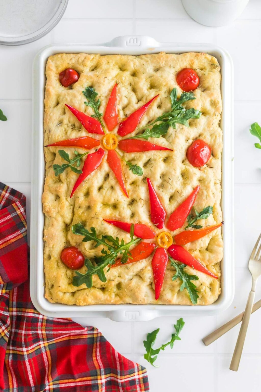 Christmas Poinsettia Focaccia Bread - xoxoBella