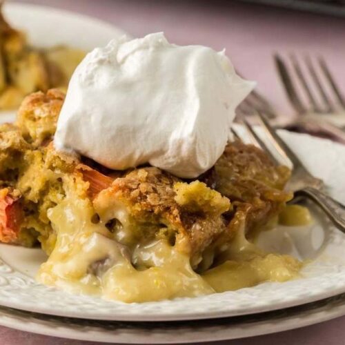 Old Fashioned Rhubarb Custard Cake - xoxoBella