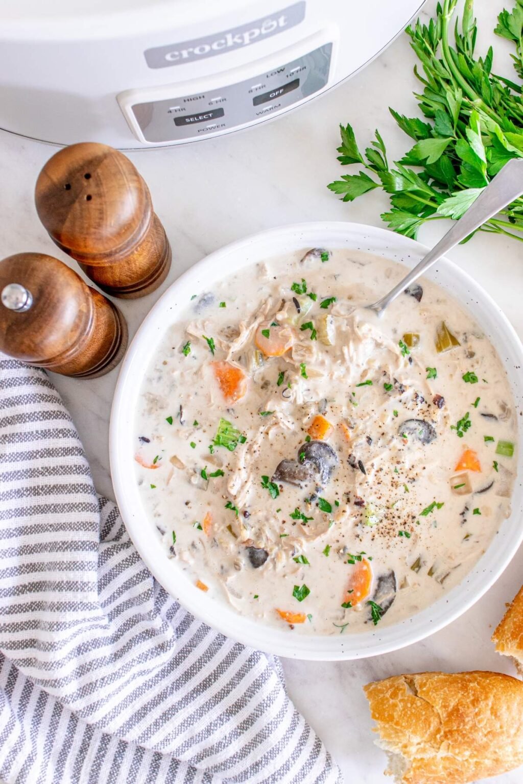 Slow Cooker Chicken Wild Rice Soup - xoxoBella