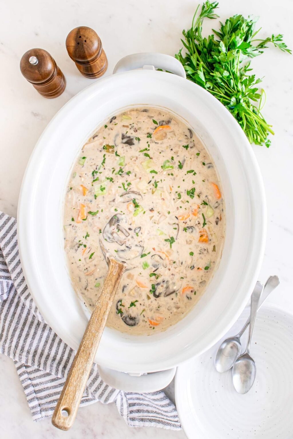 Slow Cooker Chicken Wild Rice Soup - xoxoBella