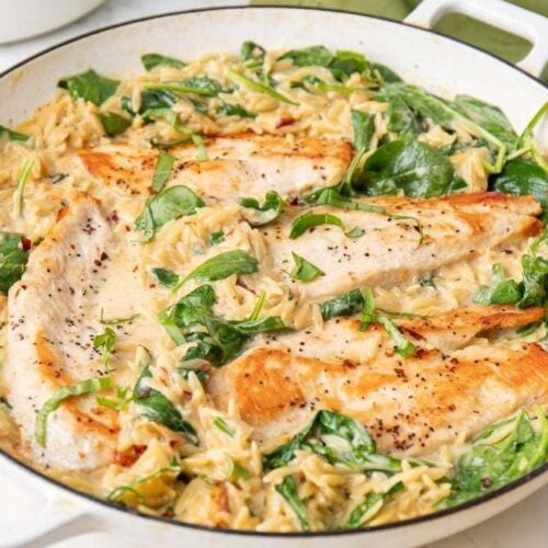 Creamy Tuscan Chicken Orzo - xoxoBella
