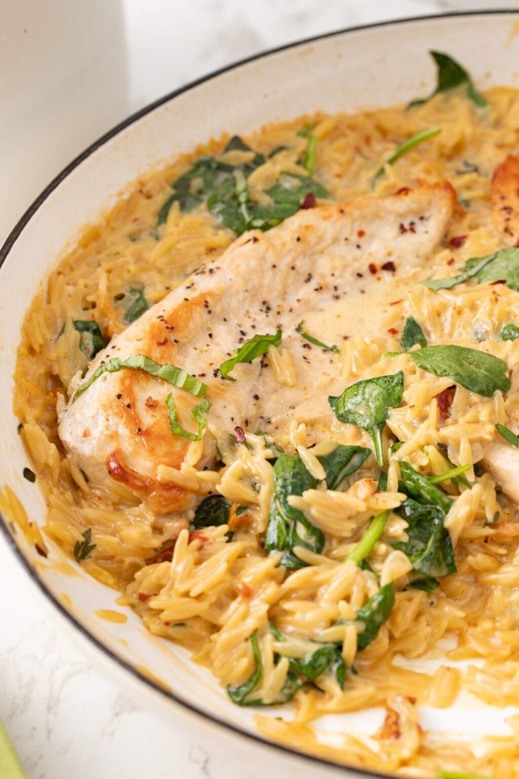 Creamy Tuscan Chicken Orzo - xoxoBella