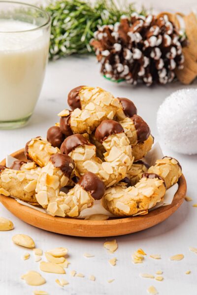 Chocolate Dipped Almond Horn Cookies - xoxoBella