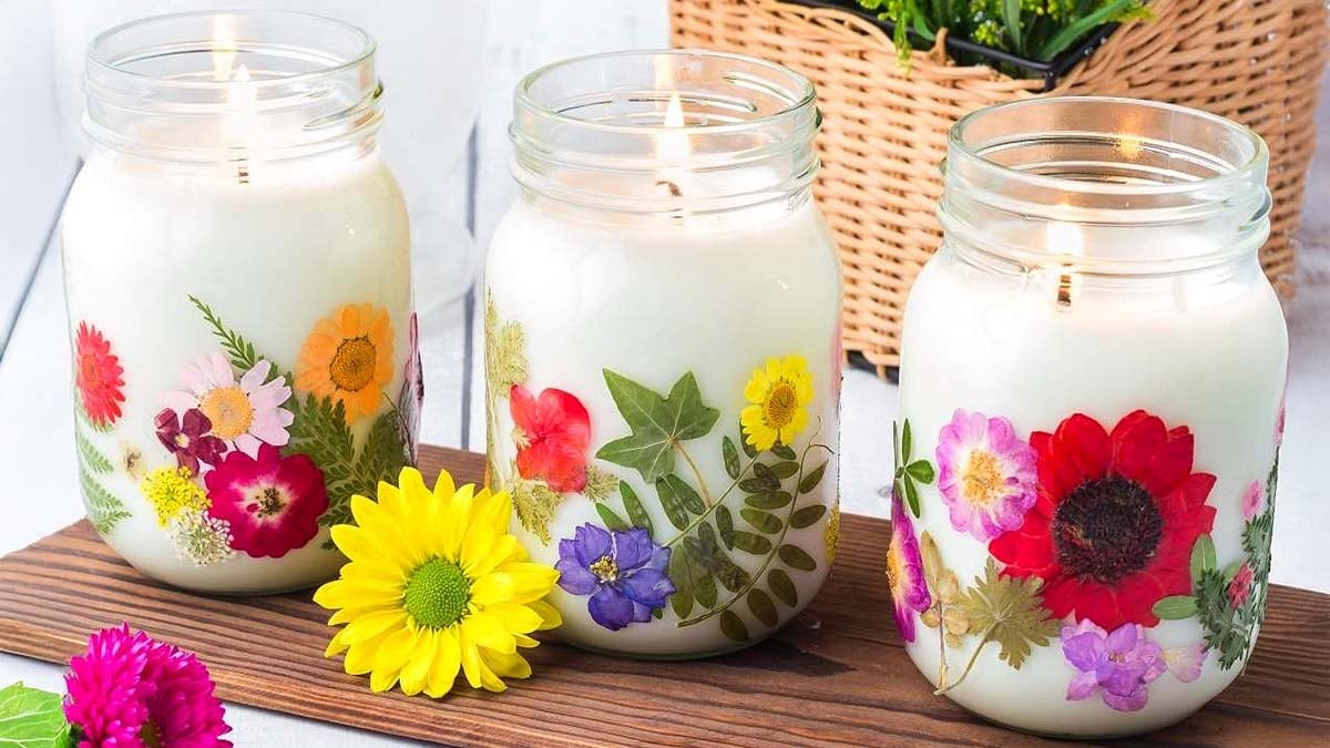 DIY Pressed Flower Candle Jars - xoxoBella